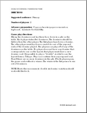 Dominoes: Thanksgiving Theme (color) | Abcteach