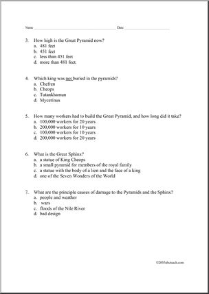 Comprehension: Pyramids (middle school) | Abcteach