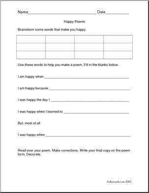 Emotions (upper elem)’ Poetry Prompt – Abcteach