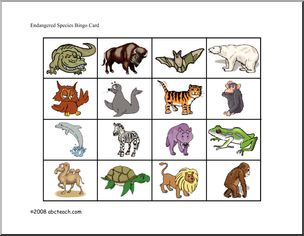 Bingo Cards: Endangered Animals (elem/upper elem) - color | Abcteach