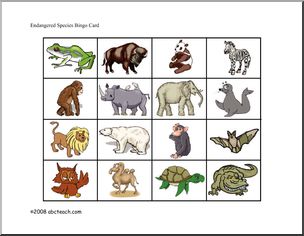 Bingo Cards: Endangered Animals (elem/upper elem) - color | Abcteach