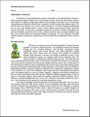 Comprehension: Renewable Energy (upper elementary/ middle) | Abcteach