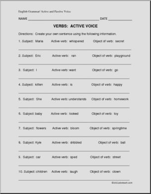 Active & Passive Voice (elem) Grammar – Abcteach