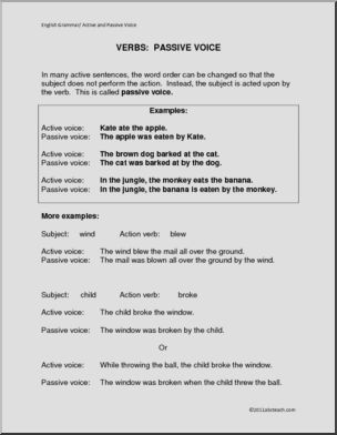 Active & Passive Voice (elem) Grammar – Abcteach