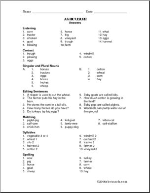 Worksheets: Agriculture (ESL) | Abcteach