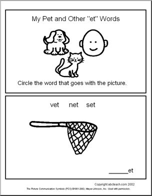 "et" words (version 2) Word Family Booklet I abcteach.com