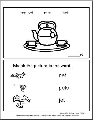 "et" words (version 2) Word Family Booklet I abcteach.com
