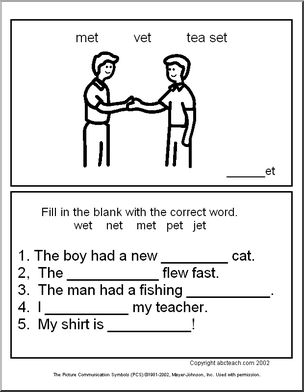 "et" words (version 2) Word Family Booklet I abcteach.com