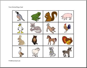 Bingo Cards: Farm Animals (color) | Abcteach