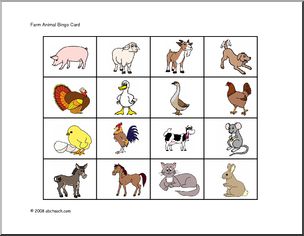 Bingo Cards: Farm Animals (color) | Abcteach