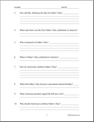 Father's Day Reading Comprehension - June - Crossword Puzzle and Word ...