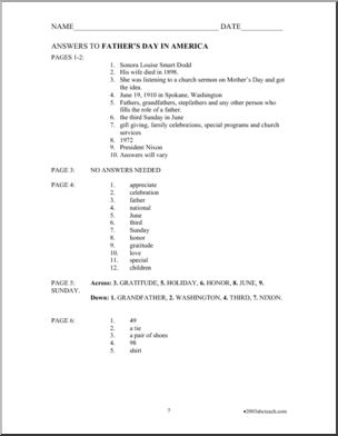 Father's Day Reading Comprehension - June - Crossword Puzzle and Word ...