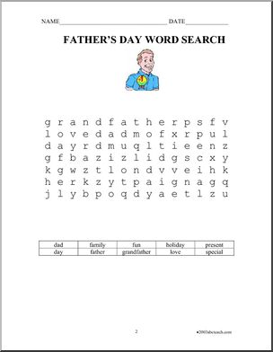 Fathers Day Reading Comprehension with Word Search and Crossword Puzzle