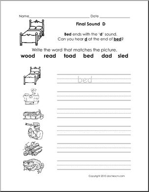 Phonics: Final Consonant Sound “d” (primary) – Abcteach