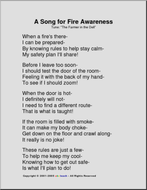 Song: Fire Awareness (primary/elementary) - Abcteach