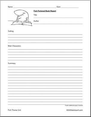 Book Report Form: Fish – Abcteach