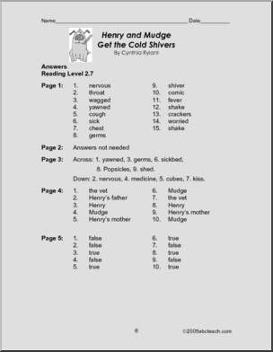 Henry and Mudge Get the Cold Shivers (primary) Book I abcteach.com