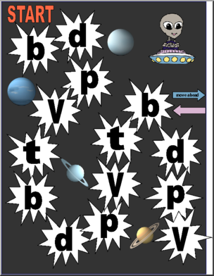 Folder Game - Space Starts (beginning sounds b, d, p, t, v)' Phonics I ...