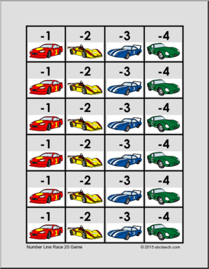 Math - Number Line Race 20 Folder Game