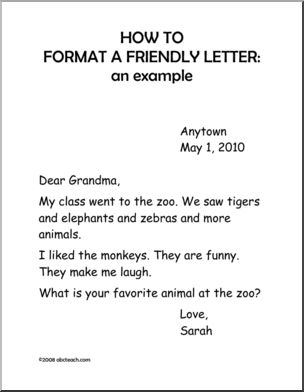 Friendly Letters Format