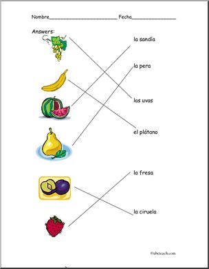 Spanish: fruit matching (elem) | Abcteach