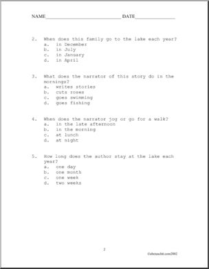 Reading Comprehension - Realistic Fiction - Summer Vacation