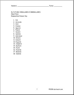 Spanish: El Futuro - PrÂ·ctica: Regulares e Irregulares (elementaria ...