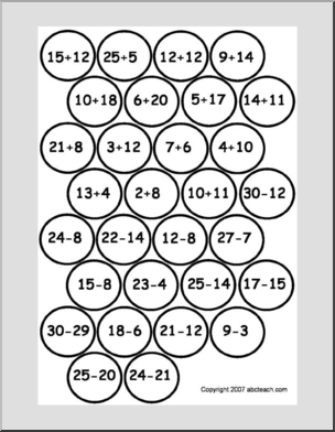 Board Game: Caterpillar Math Facts (primary) -b/w | Abcteach