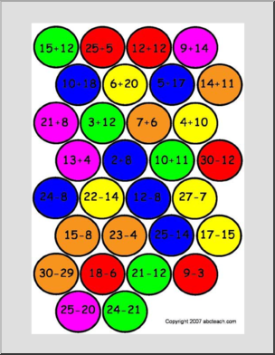 Board Game: Caterpillar Math Facts (primary) -color – Abcteach