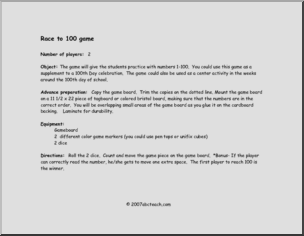 Board Game: Race to 100 (primary) – Abcteach
