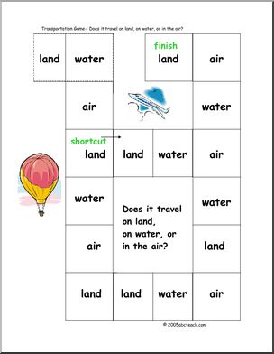 Board Game: Transportation (elem) | Abcteach