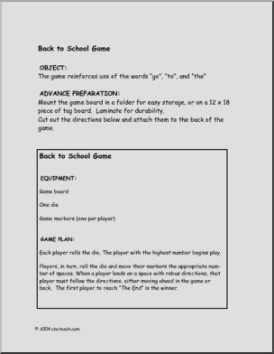 Back to School Board Game - Kindergarten - First Grade - Second Grade ...