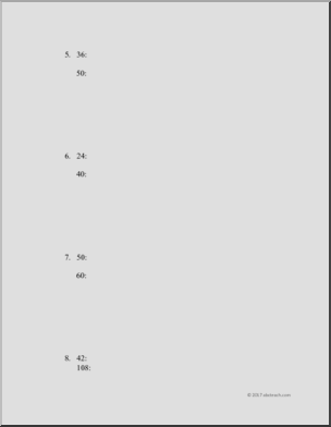 Greatest Common Factor Worksheets - Algebra - Fraction Worksheets - GCF