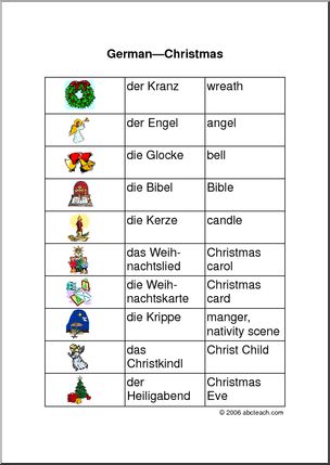 German: Chart – Christmas – Abcteach