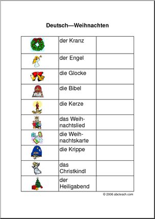 German: Chart – Christmas – Abcteach