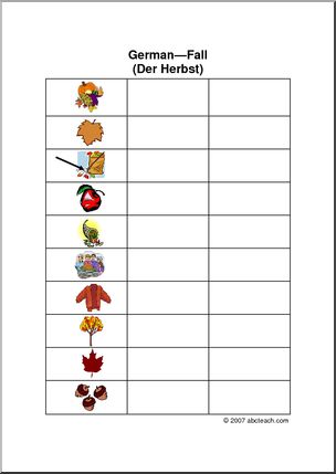 German: Chart - Fall | Abcteach