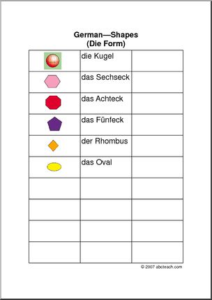 German: Chart – Shapes – Abcteach