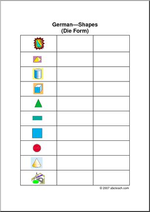 German: Chart – Shapes – Abcteach