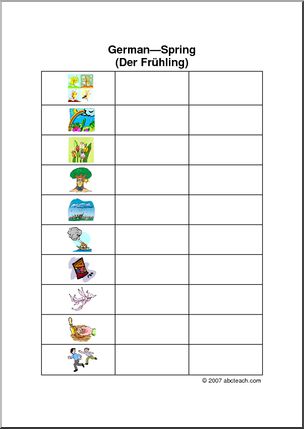 German: Chart - Spring | Abcteach