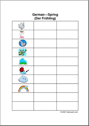 German: Chart - Spring | Abcteach