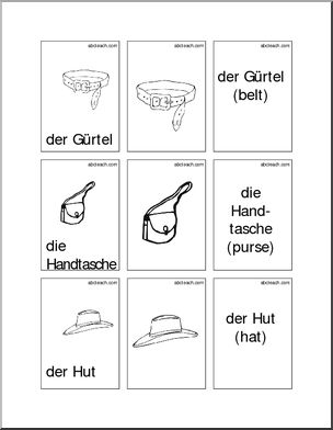 German: Flashcards – Accessories – Abcteach