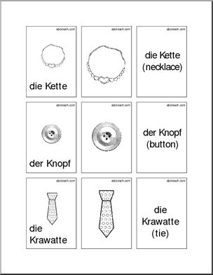 German: Flashcards – Accessories – Abcteach