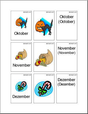 German: Flashcards - Days and Months | Abcteach