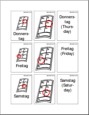 German: Flashcards - Days and Months | Abcteach