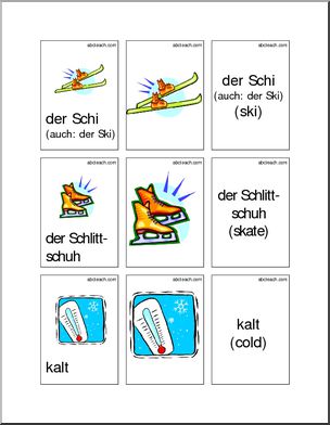 German: Flashcards – Winter – Abcteach