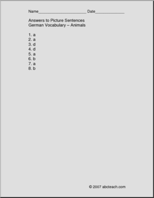 German: Picture Sentences – Animals – Abcteach