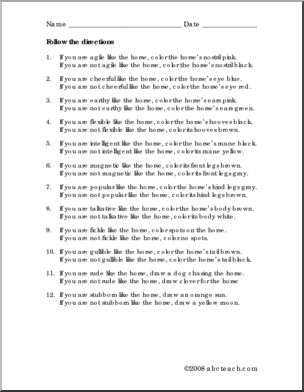 Chinese Zodiac – Horse (upper elementary) Glyph – Abcteach