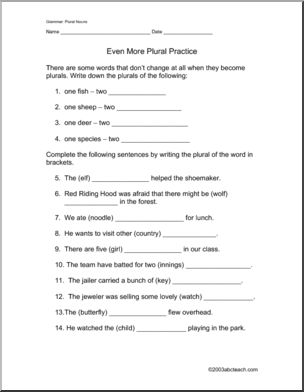 Plural Nouns (elem) Rules and Practice I abcteach.com
