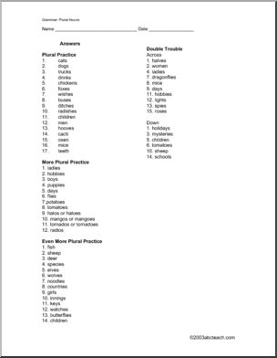 Plural Nouns (elem) Rules and Practice I abcteach.com