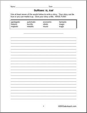 Rules and Practice: Suffixes - IC, ICAL | Abcteach
